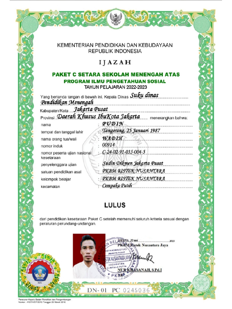 Penerbitan Ijazah Paket C-Pudin | PDF