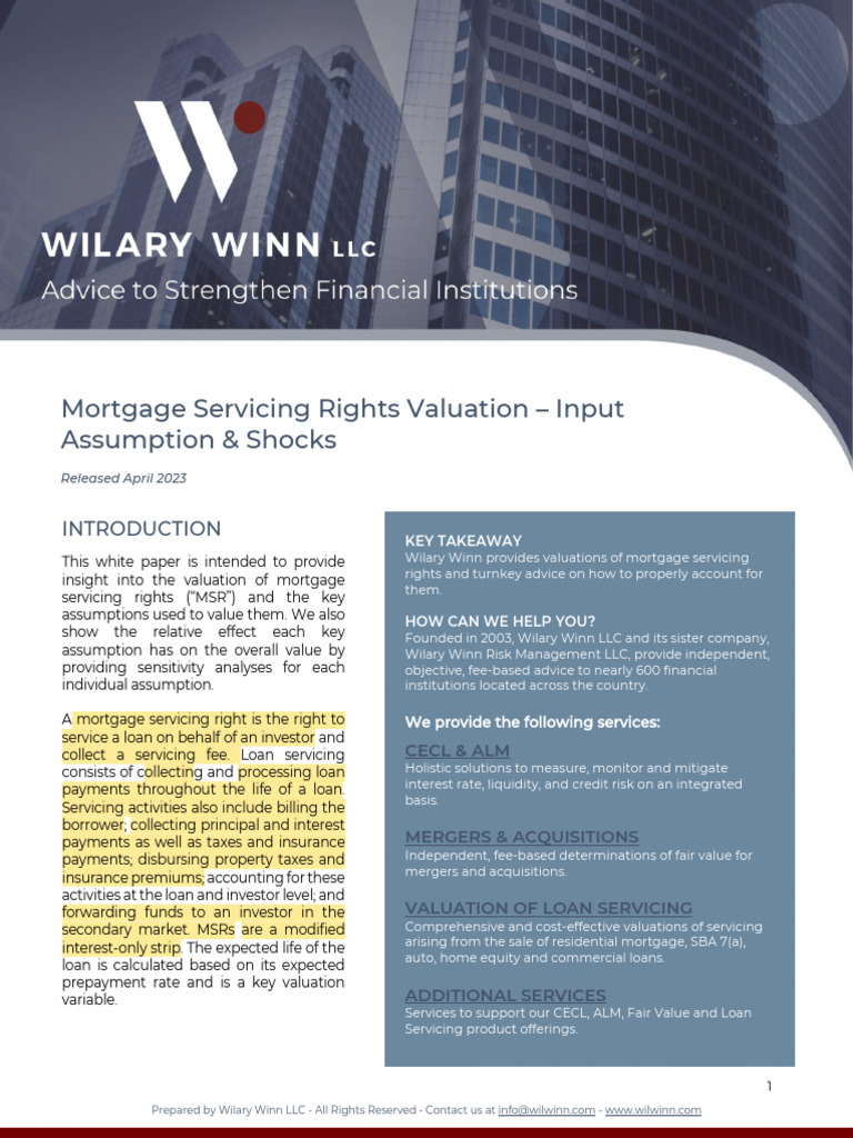 MSR Valuation Insights by Wilary Winn | PDF | Mortgage Backed Security ...