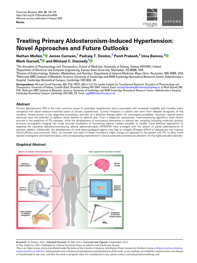 Treating Primary Aldosteronism-Induced Hypertension Novel Approaches and Future Outlooks | PDF ...