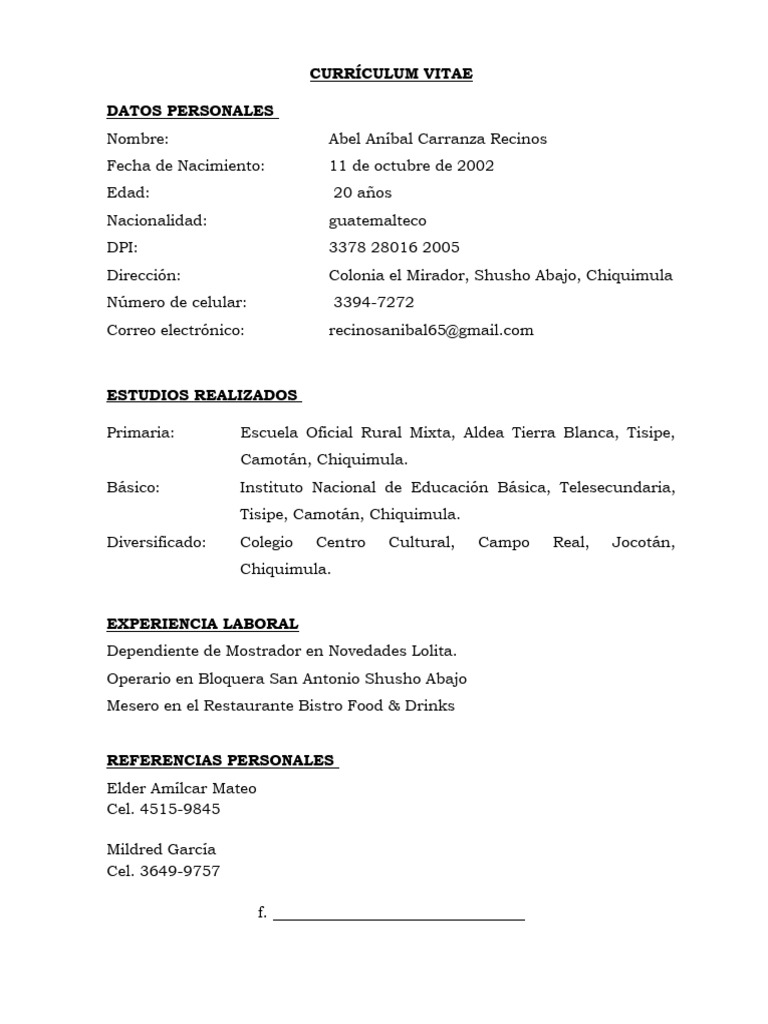 Currículum de Abel Carranza | PDF