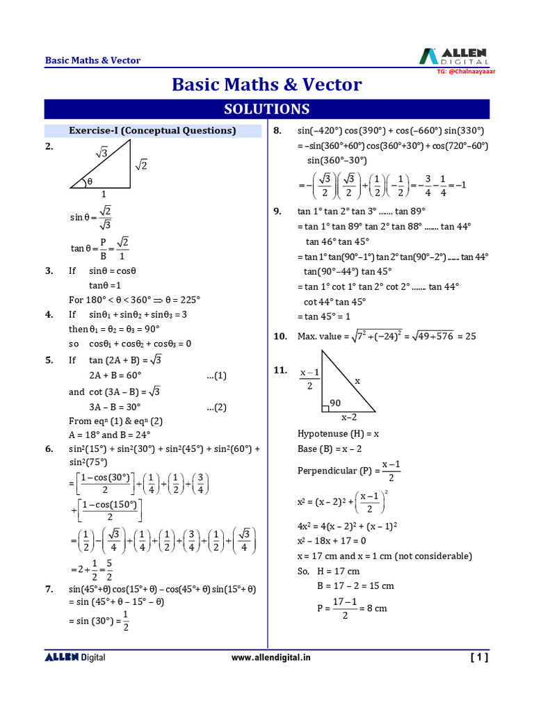 Basic Maths & Vector | PDF | Rotation | Physics
