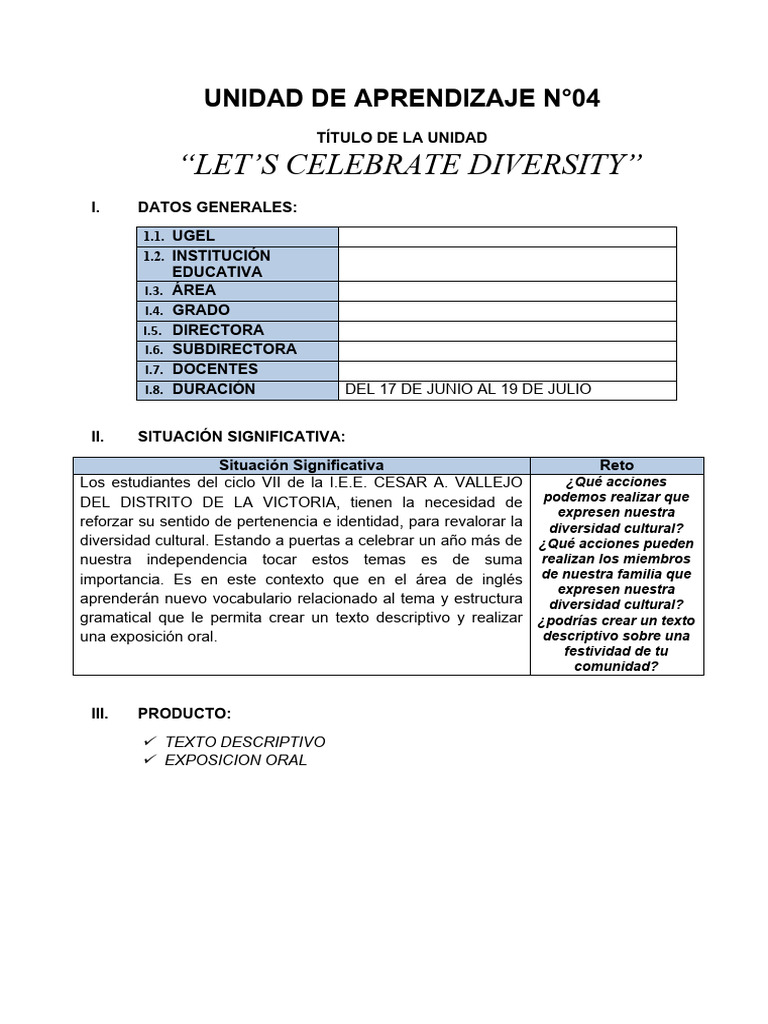 CUARTA UNIDAD DE APRENDIZAJE CICLO VII 2024 | Descargar gratis PDF | Aprendizaje | Experiencia