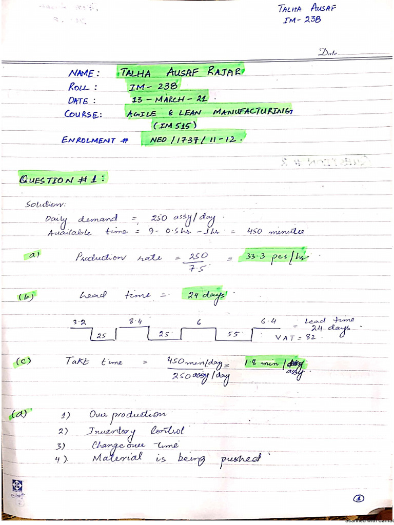 IM-238 Lean Final Exam | PDF