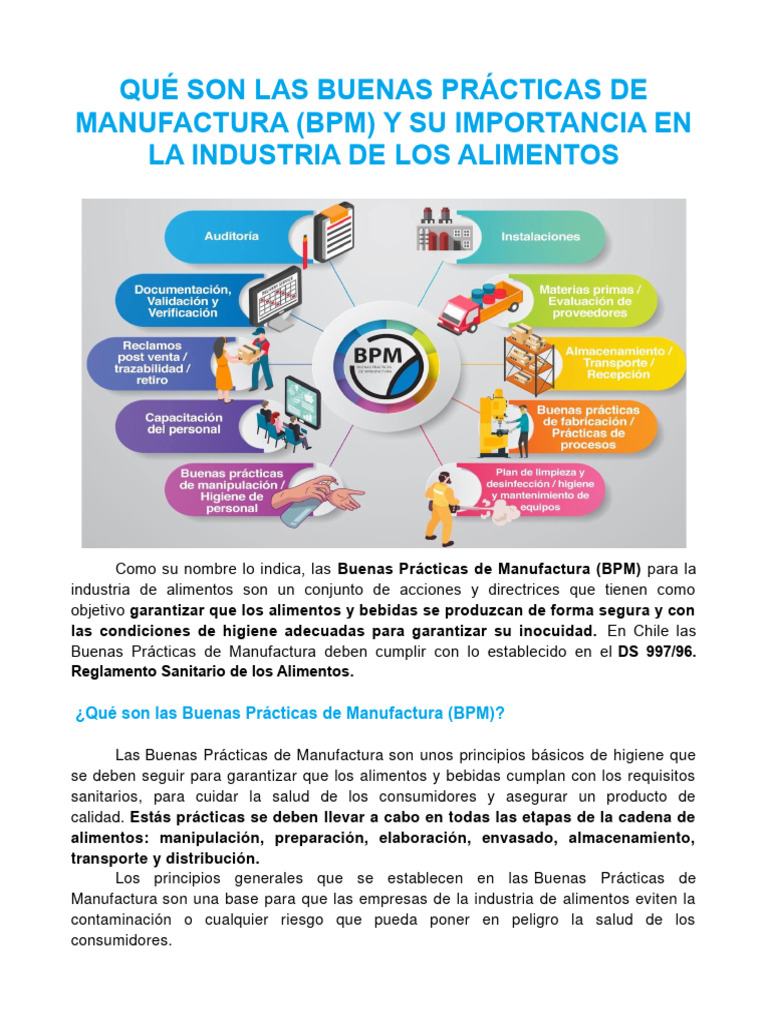 Qué Son Las Buenas Prácticas de Manufactura (BPM) y Su Importancia en La Industria de Alimentos ...