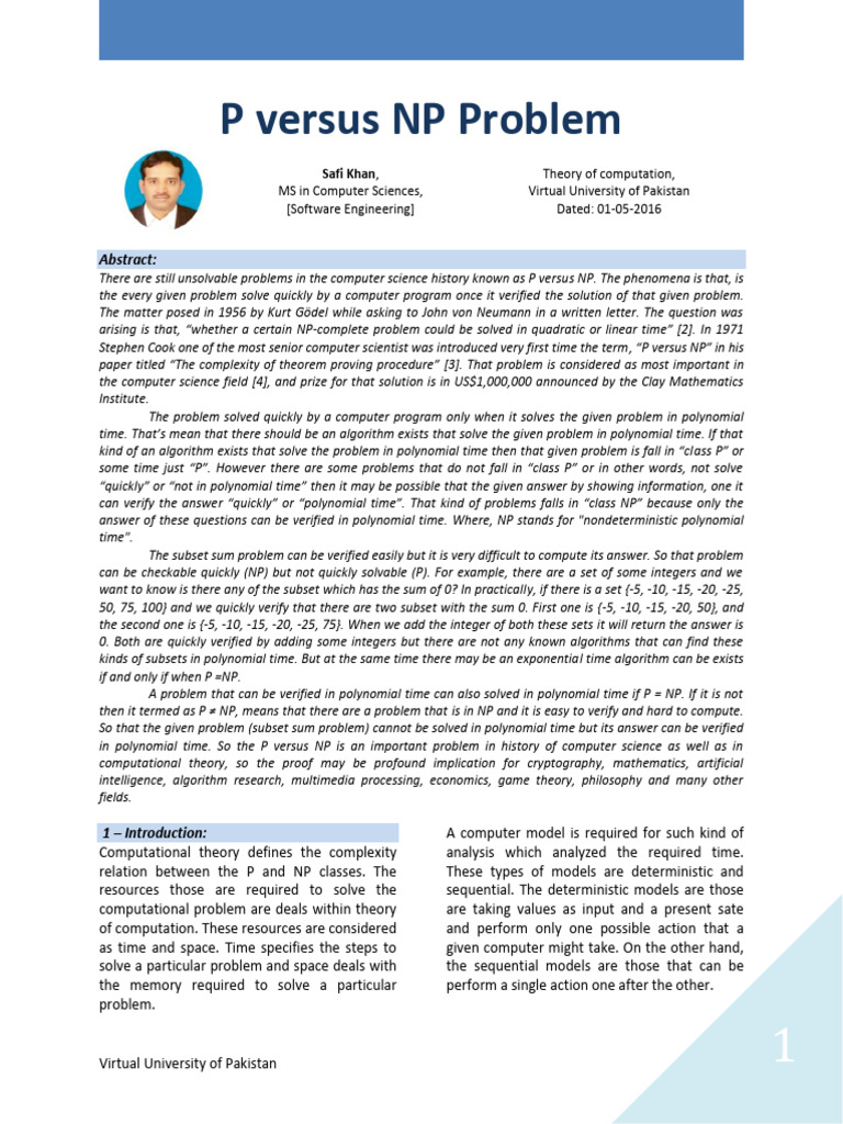 CS701 - Term Paper | PDF | Computational Complexity Theory | Time ...