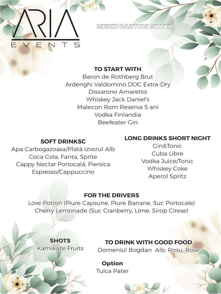 Meniu Bauturi | PDF | Drink | Non Alcoholic Drinks