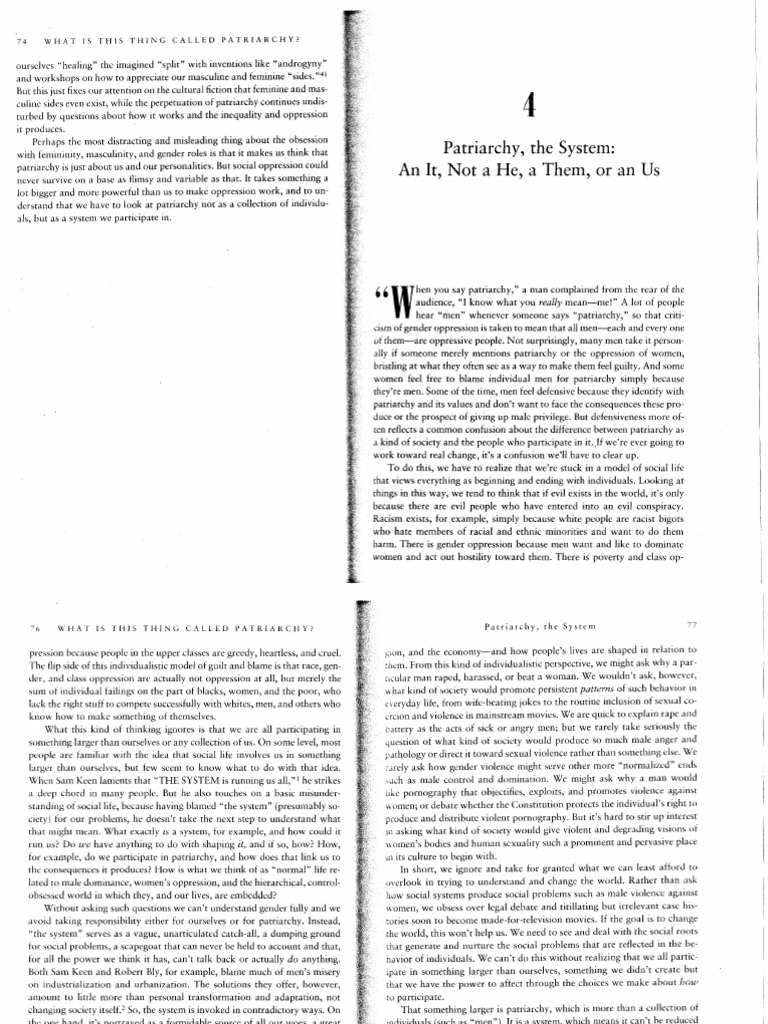 Johnson, Patriarchy the System | PDF