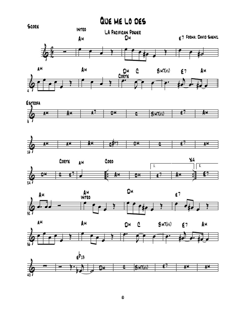Partitura de "Que me lo des" | PDF