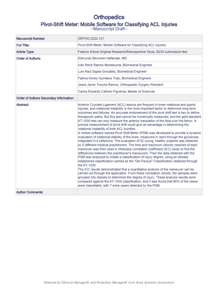 Paper 1 - Pivot-1 Shift Meter - Mobile Software For Classifying ACL 2 ...