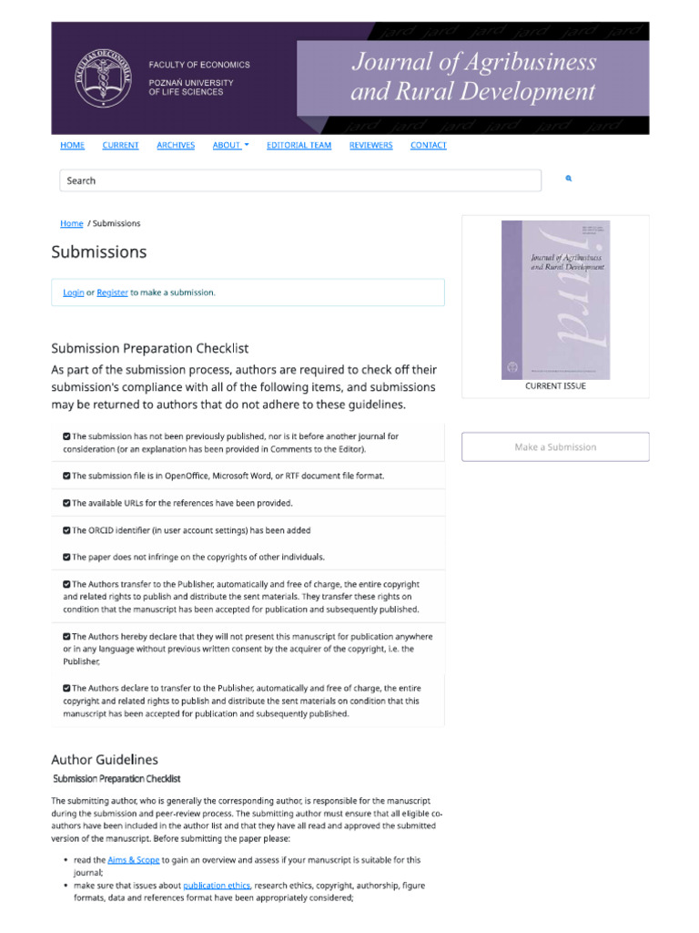 Journal of Agribusness and Rural Development Instructions | PDF