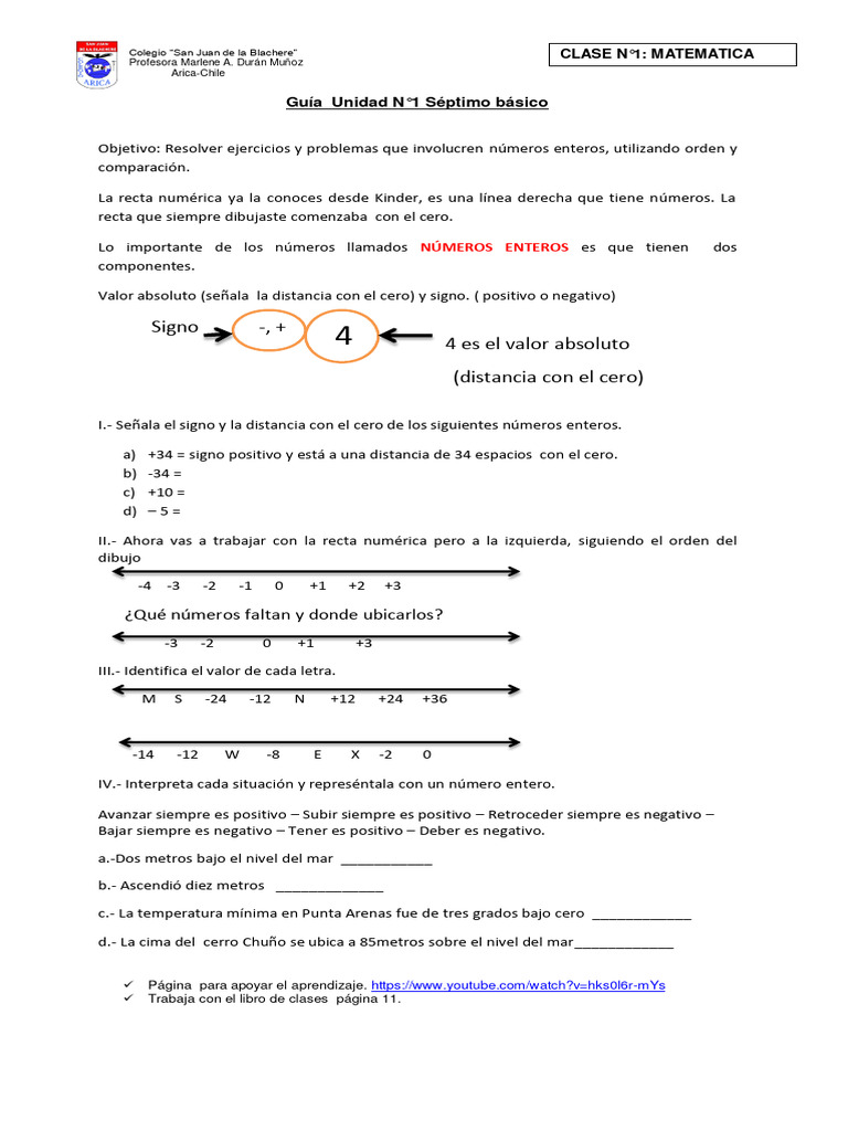 7mo Básico Matemática | PDF | Sustracción | Entero