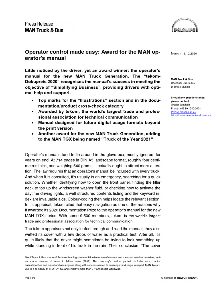 Man Pi Operators Manual en | PDF | Bus | Truck