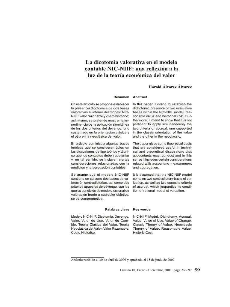 La Docotomía Valorativa en El Modelo NIC NIIF | PDF | Salario ...
