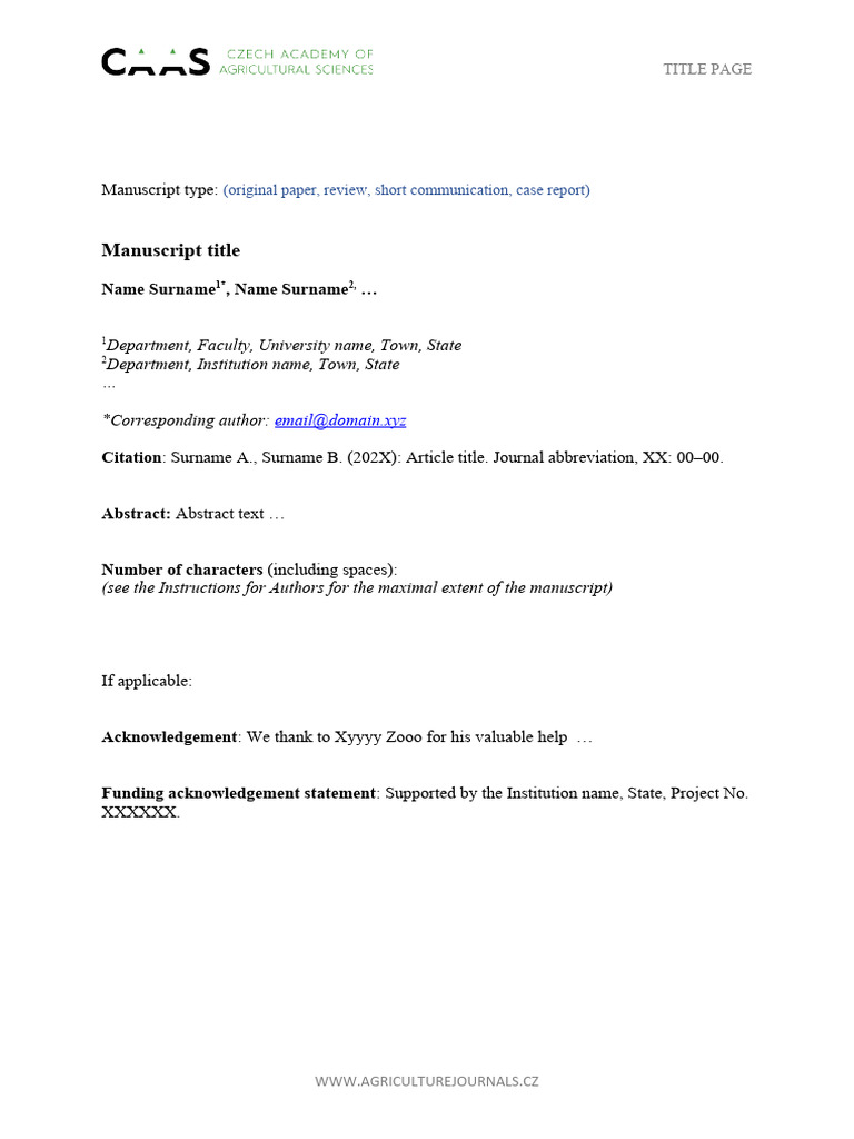 Title Page Template CAAS | PDF