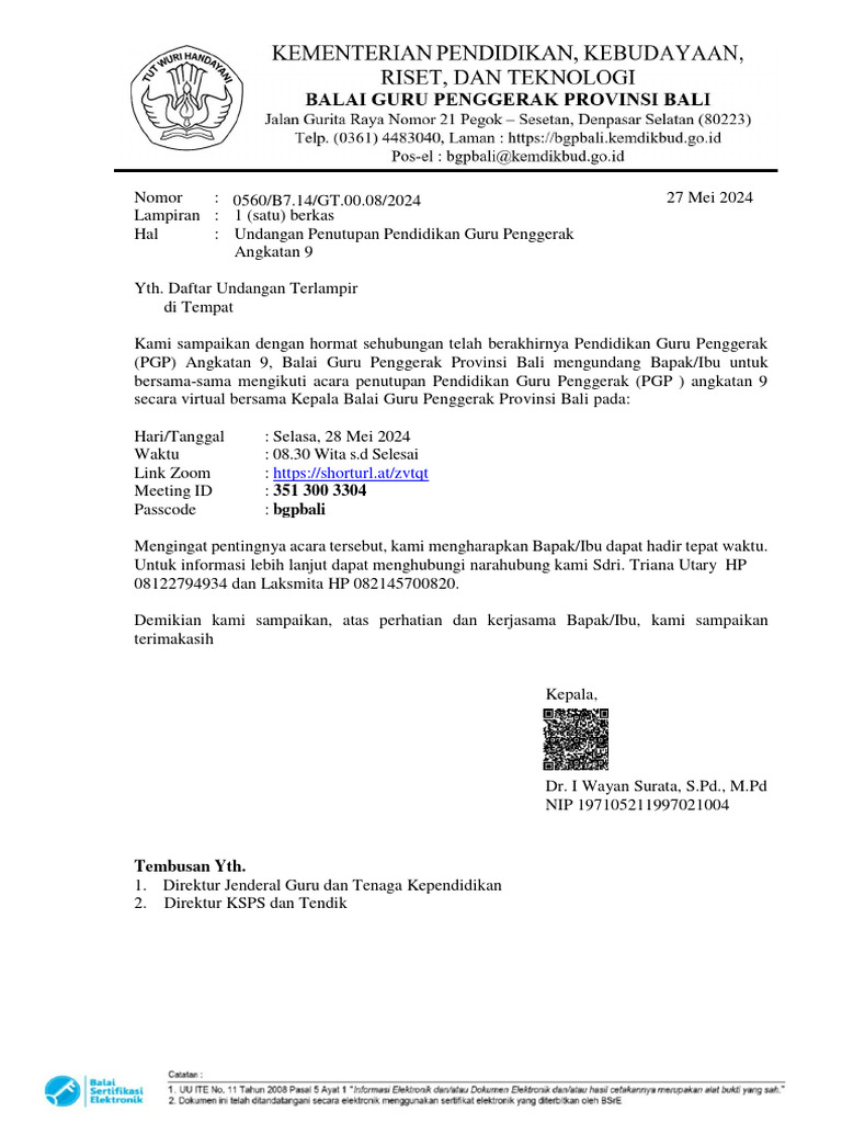 Undangan Penutupan PGP - A9 Final | PDF