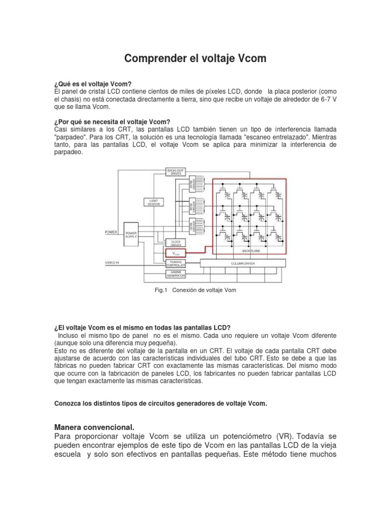 Comprendiendo el Voltaje Vcom en LCD | PDF | Pantalla de cristal ...