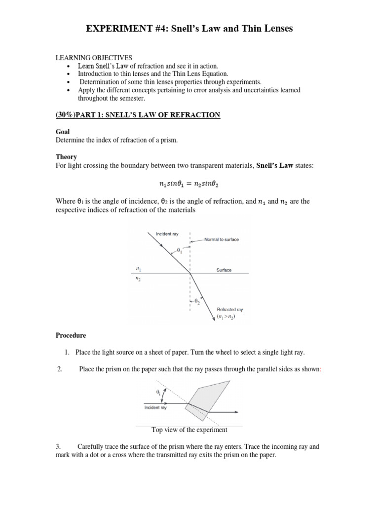 Lab 4 | PDF | Refraction | Refractive Index
