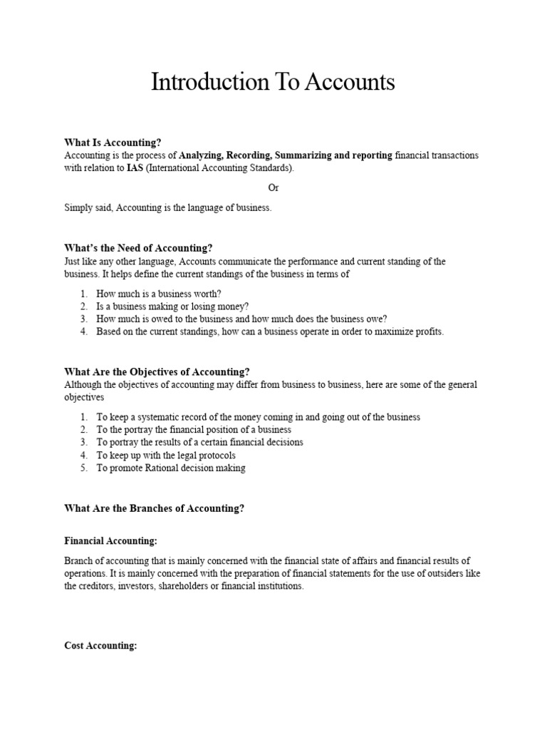 Presentation Draft - Intro To Accounts | PDF | Expense | Revenue