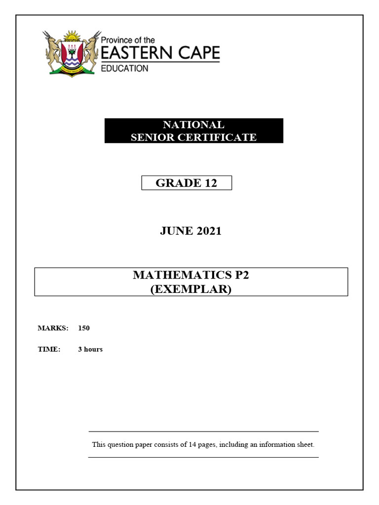 Mathematics P2 QP June 2021 Eng | PDF | Mathematics