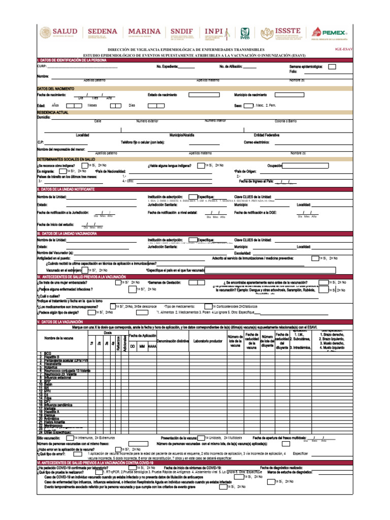 Formato EE de ESAVI 2021 | PDF | Influenza | Inmunología