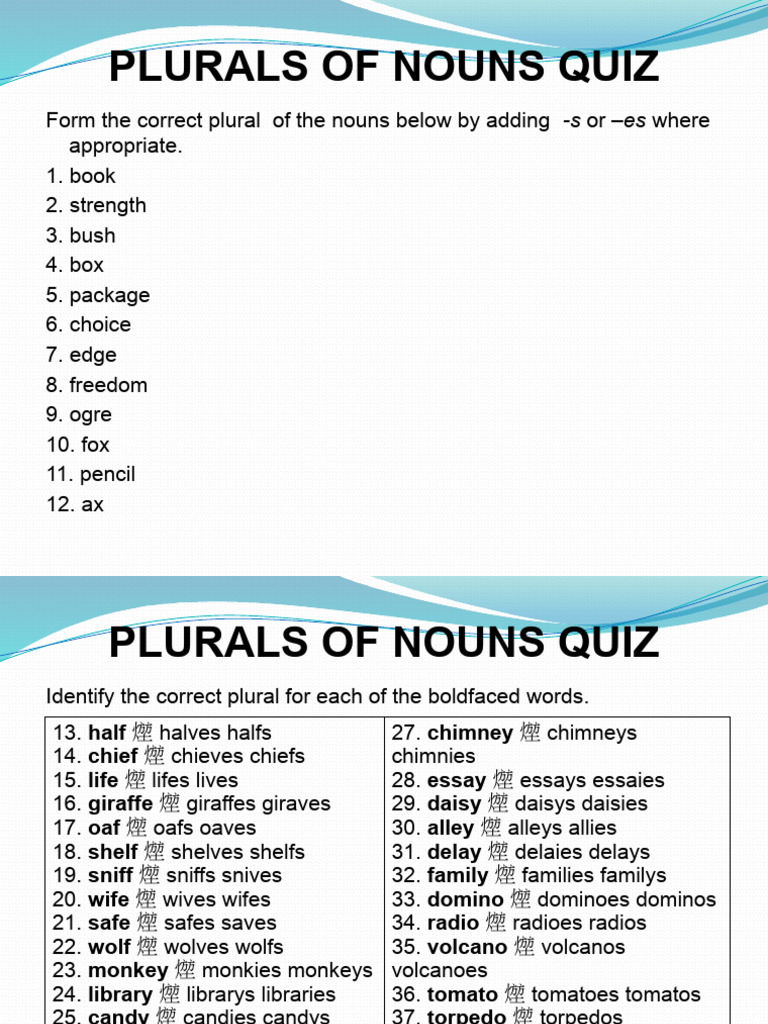 Lesson 2B Plural Nouns Quiz | PDF