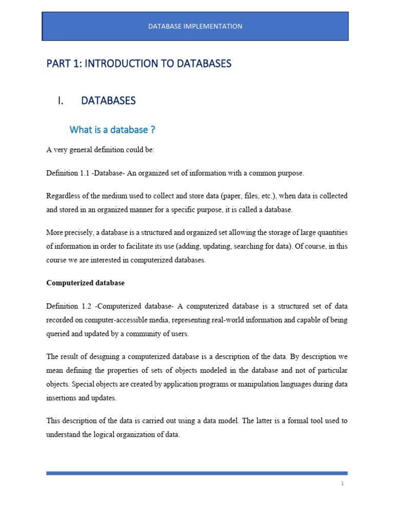 Part 1 | PDF | Databases | Relational Database