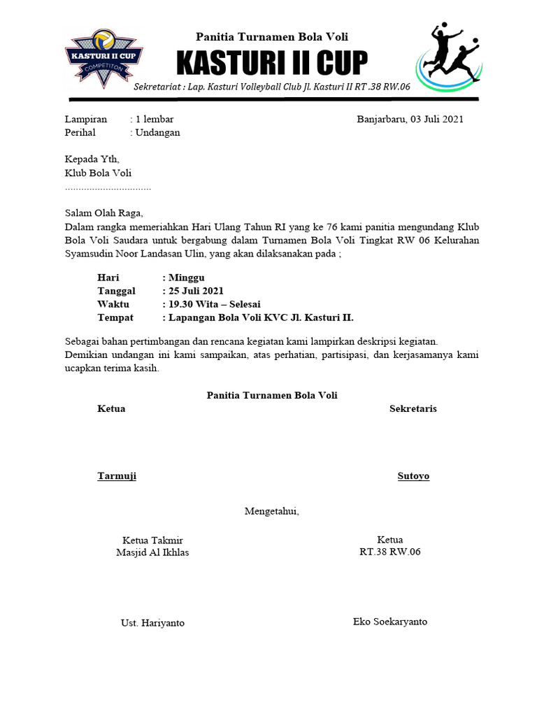 Undangan Turnamen Voli Print | PDF