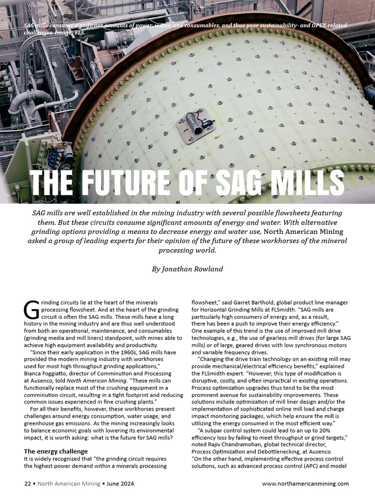 Technical Article On The Future of SAG Mills in Mining 1720184744 | PDF ...