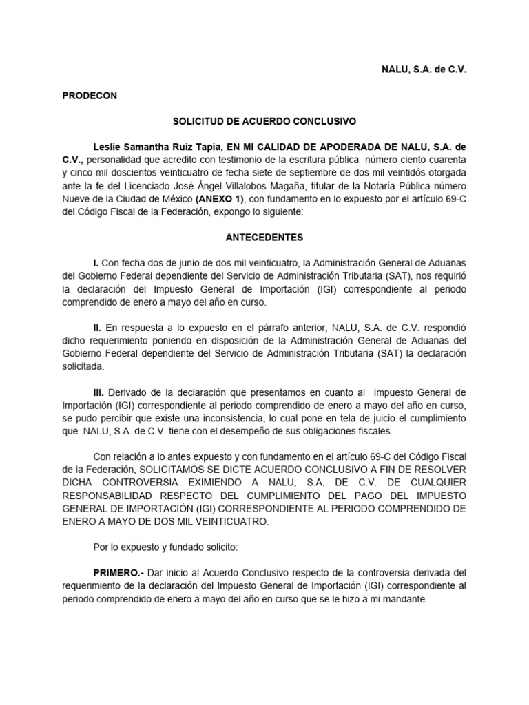 Solicitud de Acuerdo Conclusivo | PDF | Gobierno