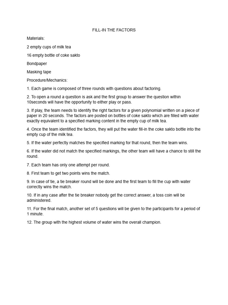 Fun Team Game for Factoring Polynomials | PDF | Applied Mathematics ...