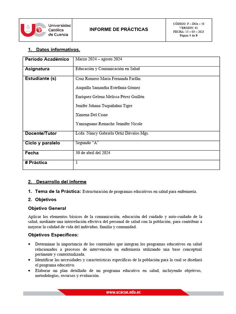 Informe1 PROGRAMAEDUCATIVO | PDF | Aprendizaje | Evaluación
