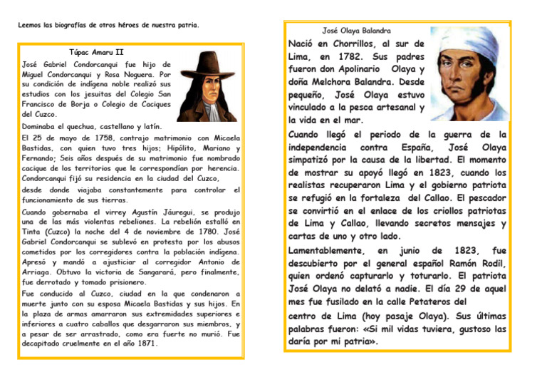 Leemos Las Biografías de Otros Héroes de Nuestra Patria | PDF | América ...