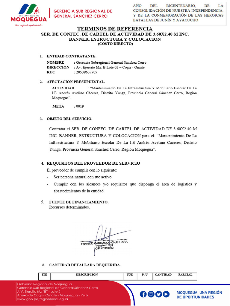 Formato de TDR | PDF