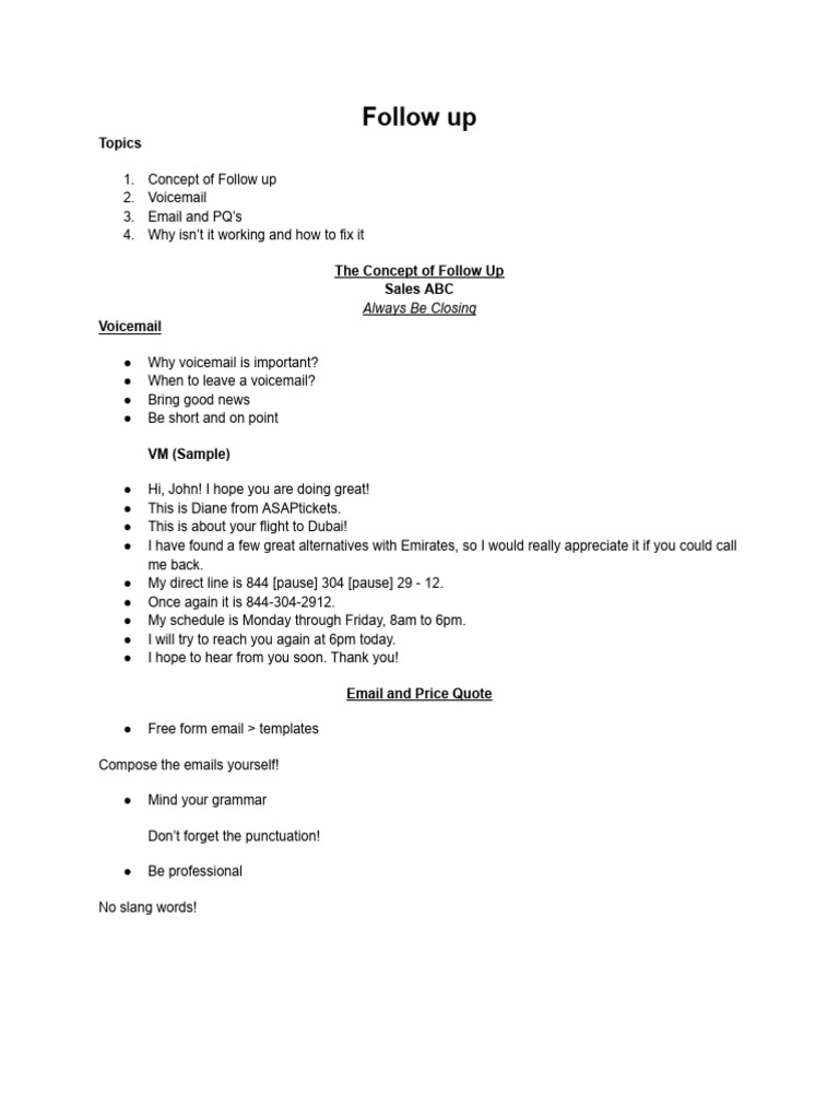 Proper Follow up | PDF