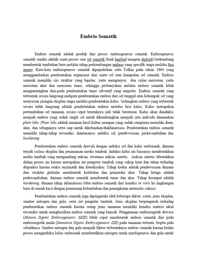Proses dan Aplikasi Embrio Somatik | PDF | Ilmu Sosial