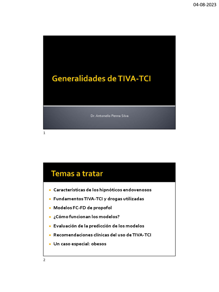 2023 Generalidades de TIVA-TCI | PDF | Farmacocinética | Ciencias de la Salud