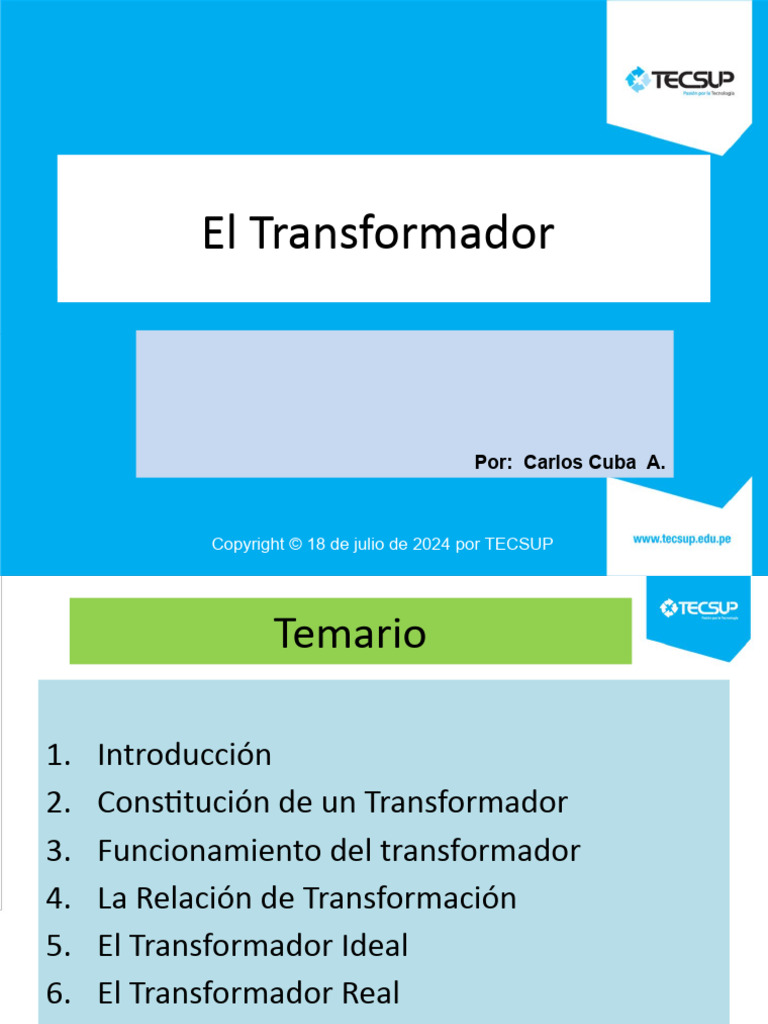 El Transformador Ideal y Real Tecsup | PDF | Transformador | Inductor