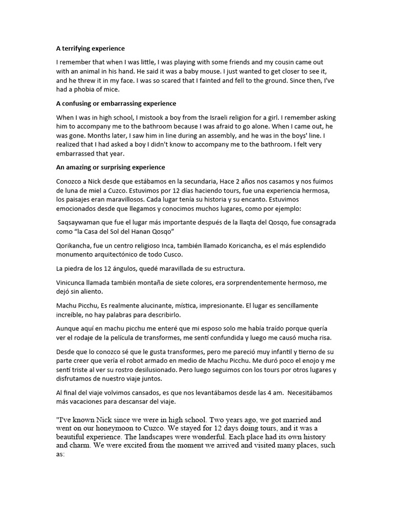 About A Memorable Experience | PDF | Art