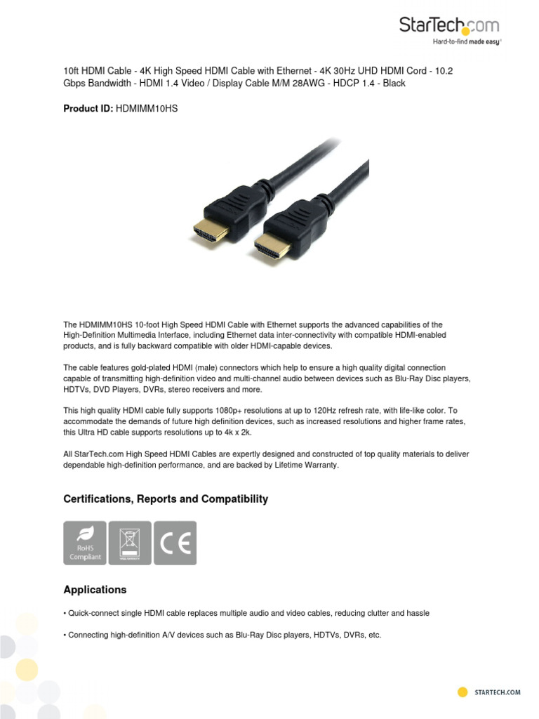 Hdmimm10hs Datasheet | PDF | Hdmi | Computing