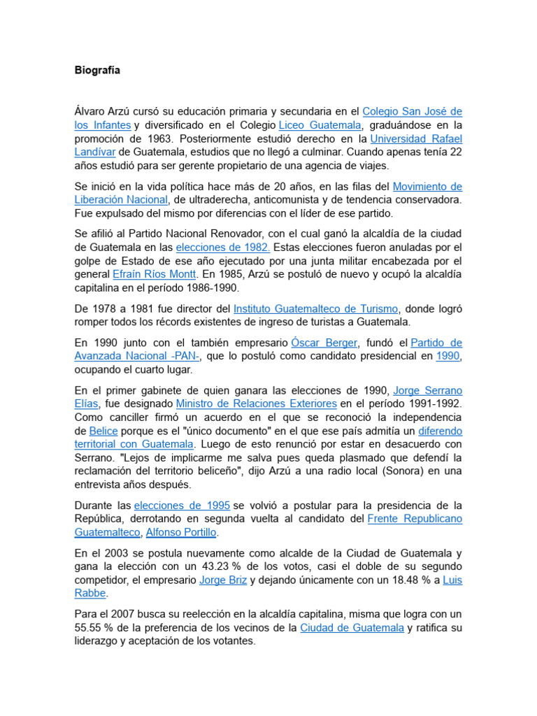 Biografía de Alvaro Arzu | PDF | Gobierno
