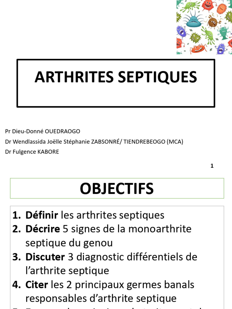 Arthrite Septique : Diagnostic et Traitement | PDF | Spécialités ...