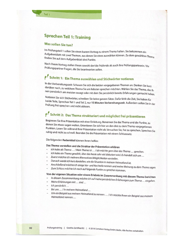 Prüfungstraining Cornelsen Modul Sprechen S 88-91 (1) | PDF
