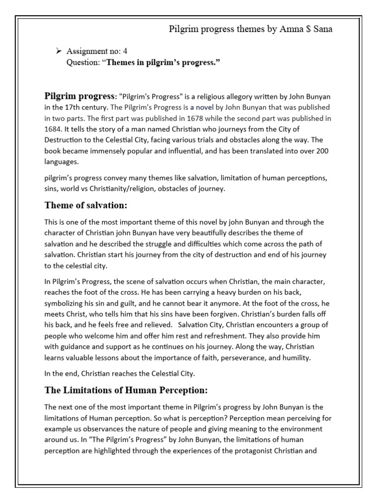 Themes in Pilgrim's Progress | PDF | The Pilgrim's Progress | Theology