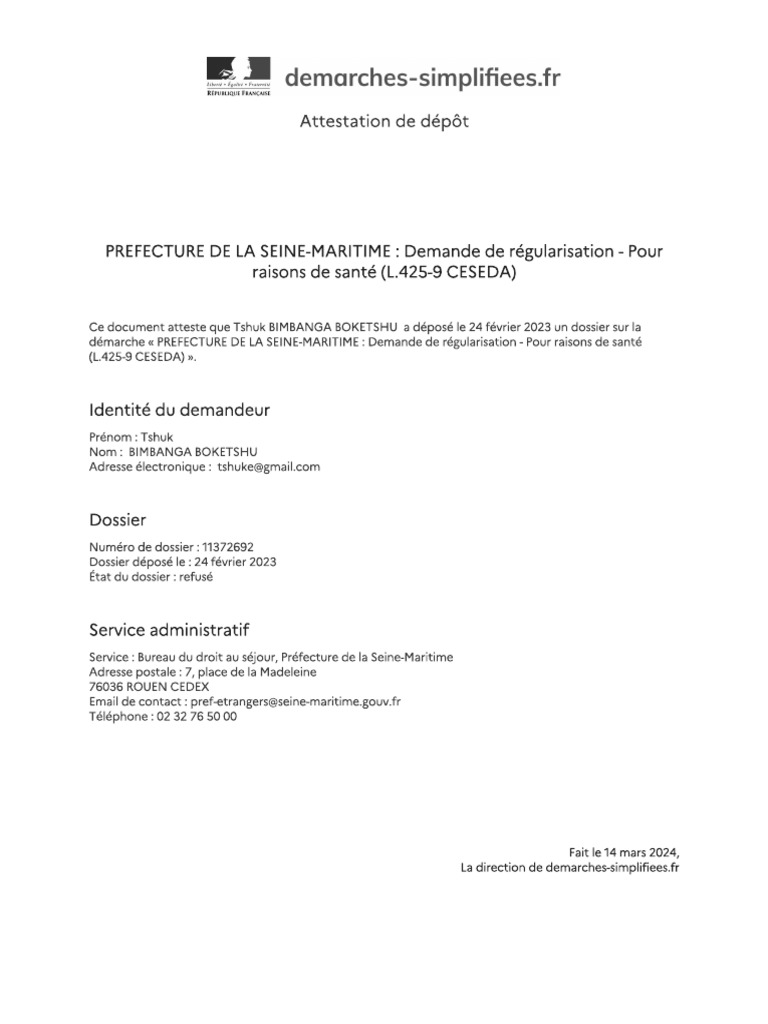 Attestation de Depot | PDF