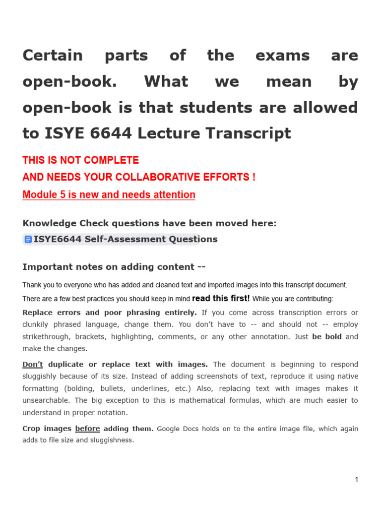 ISYE 6644 Simulation Lecture Transcripts | PDF | Simulation | Numerical Analysis