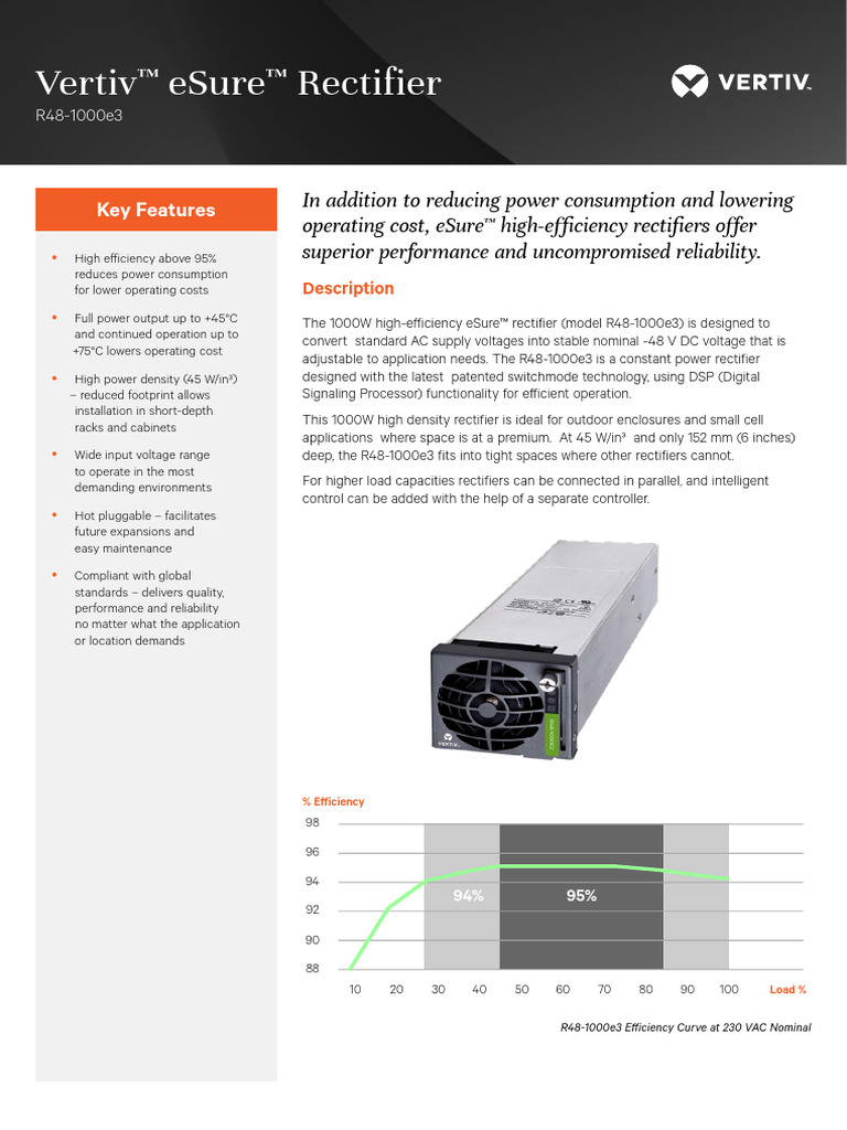 Esure Rectifier r48 1000e3 Data Sheet | PDF | Alternating Current ...