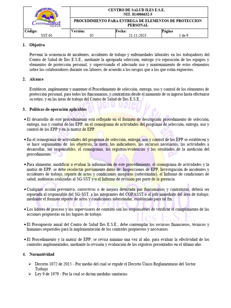 Procedimiento Entrega de EPP | PDF | Riesgo
