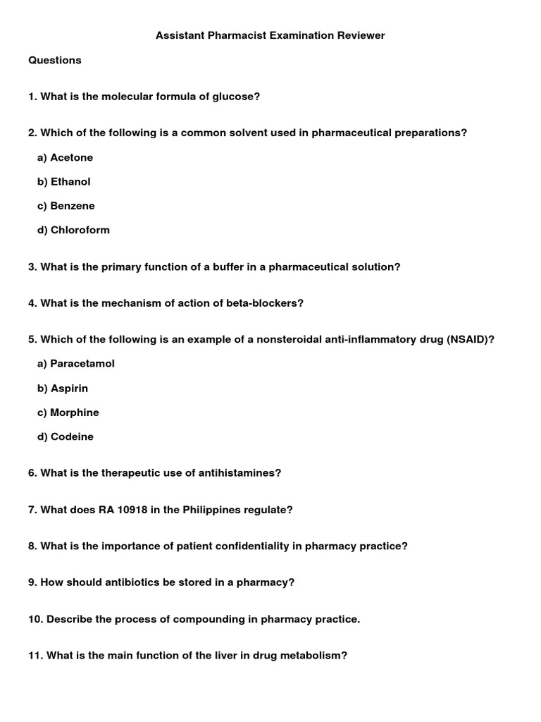 Pharmacy Assistant Exam Reviewer | PDF | Pharmacy | Pharmacist
