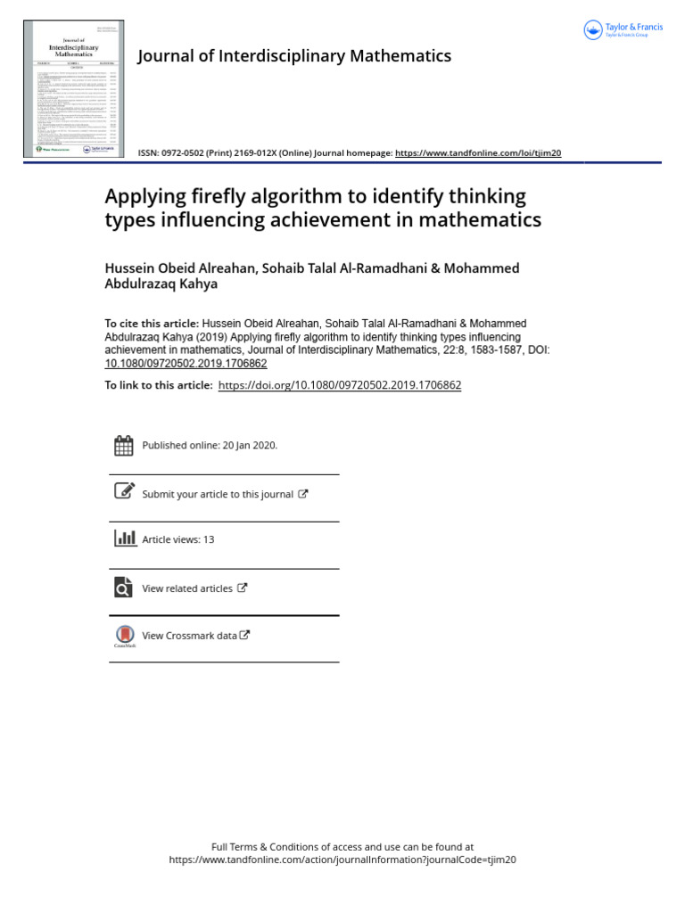 Applying Firefly Algorithm To Identify Thinking Types Influencing ... Applying Firefly Algorithm To Identify Thinking Types Influencing ...