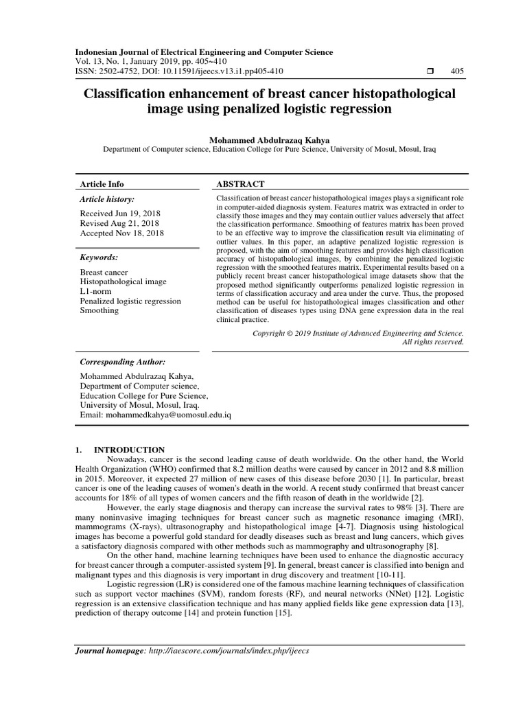 Classification Enhancement of Breast Cancer Histopathological Image ... Classification Enhancement of Breast Cancer Histopathological Image ...